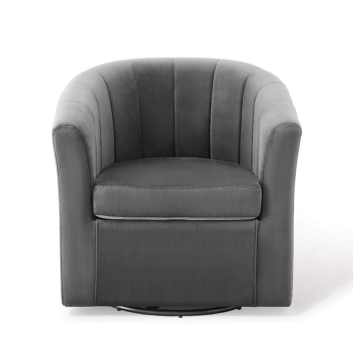 Modway Prospect Channel Tufted Performance Velvet Swivel Armchair in Charcoal