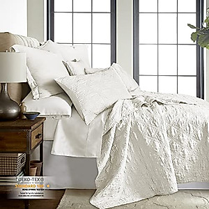 Levtex Home - 100% Linen Front/100% Cotton Back - King Quilted Sham - Washed Linen - Cream - Sham Size (36 x 20in.)