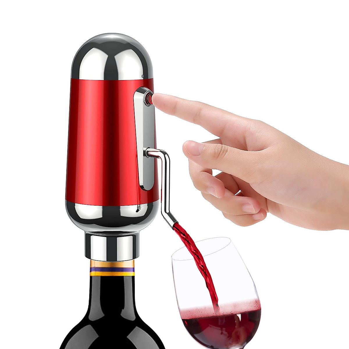 ADWSET Wine Aerator Wine Decanter, One Button Smart Wine Dispenser Wine Pourer Spout Best Wine Gifts for Wine Lovers(Wine red)