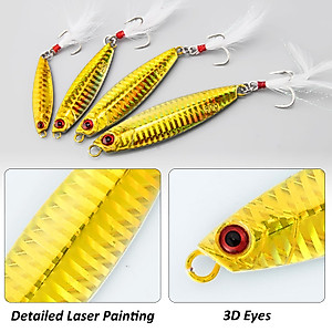 Dr.Fish 5 Pack Metal Jigging Spoon Saltwater Fishing Jigs Spoons Lures Casting Vertical Diamond Jig Lures Freshwater Bass Striper Mackerel Halibut 2oz