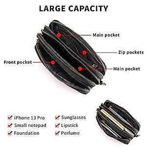 WITERY Multi Zipper Small Crossbody Bags for Women - Waterproof Mini Purse Nylon Travel Shoulder Bag Cell Phone Purse Pouch with Shoulder Strap