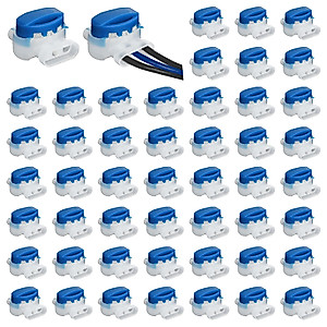 Electrical IDC 314-BOX Pigtail 3 Wire Connectors, EEEkit Self-Stripping Moisture-Resistant Pigtail Connectors for 22-14 AWG Cables, Robotic Lawn Mowers, Irrigation Applications, 50 Pack