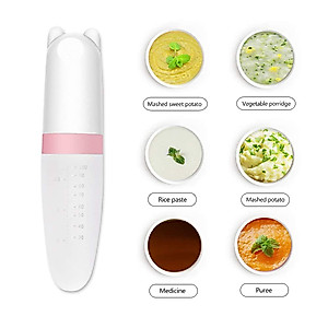 Burabi Silicone Squeeze Feeding Spoon, Baby Food Dispensing Spoon With Dust Cover, BPA Free