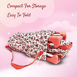 Baby Doll Crib Set for Little Girls, Play Crib Baby Doll Bed, Baby Doll Pack and Play Baby Doll Beds for 18 inch Dolls, Toy Baby Crib for Dolls, Toy Crib for Baby Doll, (Floral)