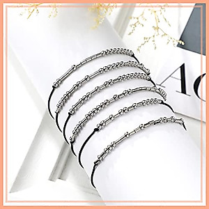 Batiyeer 6 Pieces Inspirational Morse Code Bracelet Adjustable Silver Bracelets for Women Encouragement Gifts Teacher Sister Mom Teenager Daughter Birthday Christmas Graduation