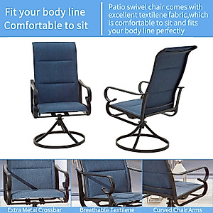 PatioFestival Patio Dining Chairs Set 4 Pieces Textilene Outdoor High Back Swivel Rockers with All Weather Frame (Blue)