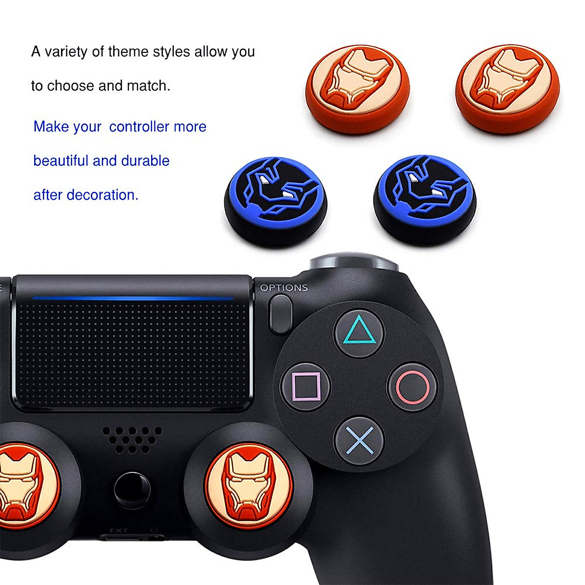 4Pcs Analog Thumb Grip Stick Cover, Wireless Controllers Game Remote Joystick Cap, Fantastic Non-Slip Silicone Handle Protection Cover for PS5/PS4/Xbox/360/Nintendo Switch PRO (C)