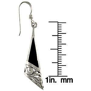 Jewelry Trends Sterling Silver Created Black Onyx Filigree Long Dangle Earrings