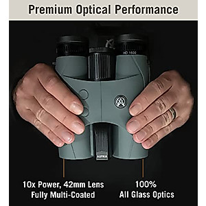 Astra Optix HBX1600B 10x42 1760 Yard Laser Rangefinder Binocular for Hunting, Shooting and Golf with Built-in Ballistics, Bright HD LCD, Fast 0.1s and Accurate +/1 yd. Ranging