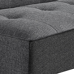 Topeakmart Fabric Futon Sofa, Convertible Futon Bed, Folding Couch, Sectional Sleeper Sofa for Small Space with USB Ports, Folding Sofa for Compact Living Space, Apartment, Office, Living Room Gray