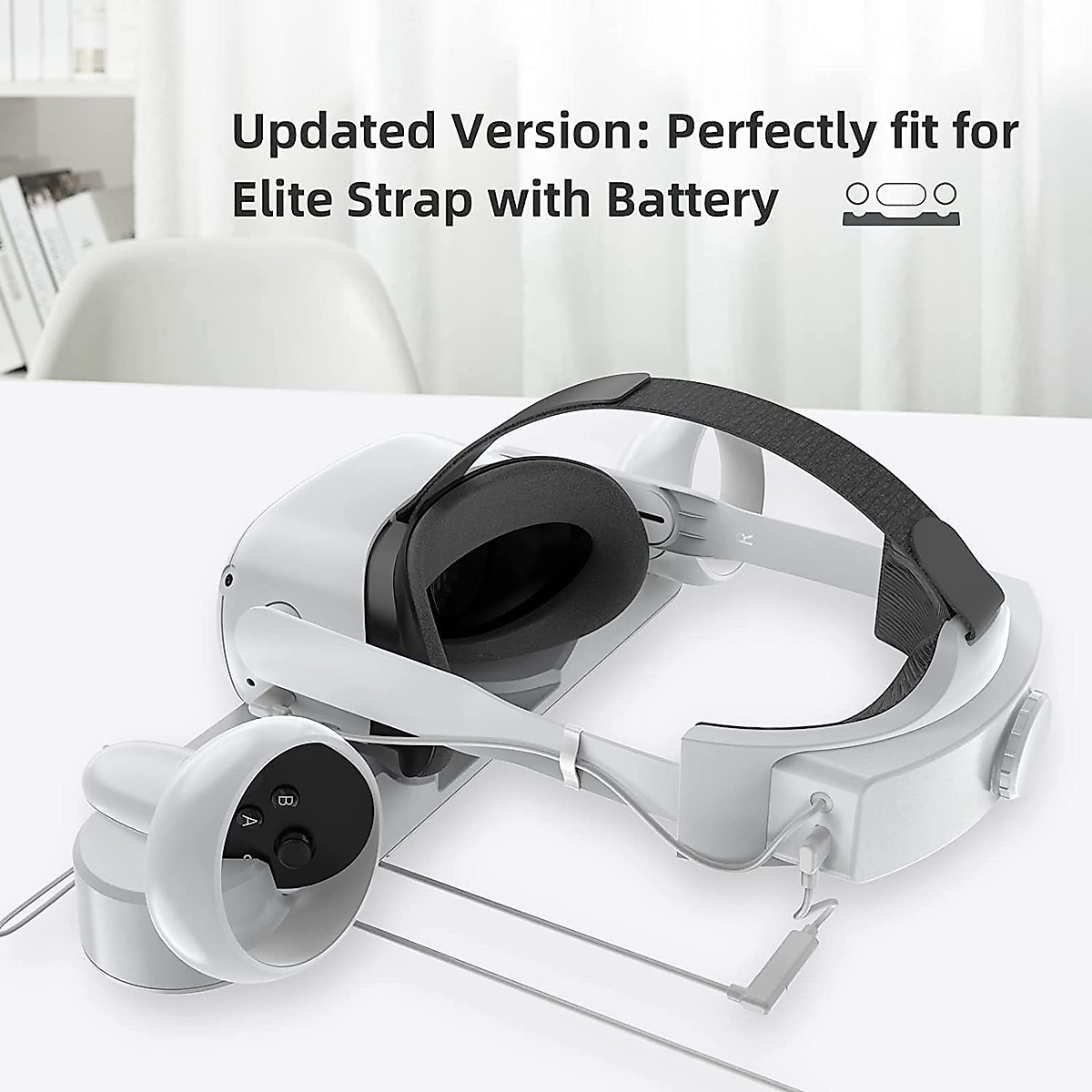Smatree Charging Dock for Oculus Quest 2/Meta Quest 2, VR Controller and Headset Charge Simultaneously, [Updated Support Elite Strap with Battery] (with 2 Rechargeable Batteries)