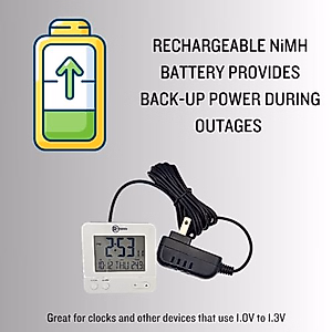 J. Thomas Convert AA Devices to Electric Power | Rechargeable Backup | Uninterrupted Operation | Ideal for Single AA Clocks and Devices | 1 NiMH Battery Adapter 1.3V