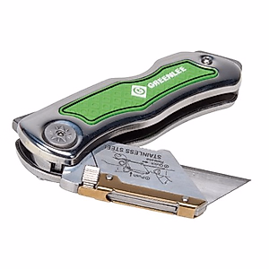 Greenlee 0652-22 8.9" Folding Utility Knife with Retractable 3-Position Serrated Blade, Silver/Green