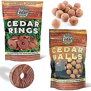 Cedar Sense Cedar Rings & Balls - 30 & 60 Pack Combo Save $$$ When You Buy 2 Combined - Cedar Blocks for Clothes Storage - Cedar for Closets - Closet Freshener - Cedar for Hangers