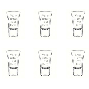 Personalized Set of 6 Custom Shot Glass Glasses (1.75oz) Free Engraving Groomsman and Bridesmaid Wedding Favor Gift For Him, For Her, For Boys, For Girls, For Husband, For Wife (Single Side Engraving)