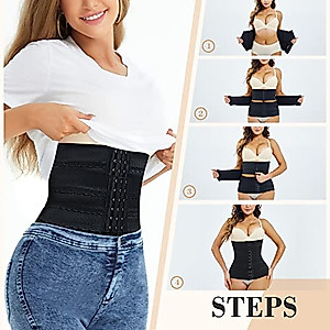 QACIVIQ Segmented Waist Trainer for Women Waist Cincher Shapewear for Women Tummy Control Workout Body Shaper Girdle Black