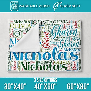 Custom Blanket, Personalized Throw Blankets, 30 x 40 Inches, Gift for Best Friend w/Word Art Names, 8 Colors & Fonts, Baby Receiving Flannel Blanket for Kids, Couples, Adults, Family