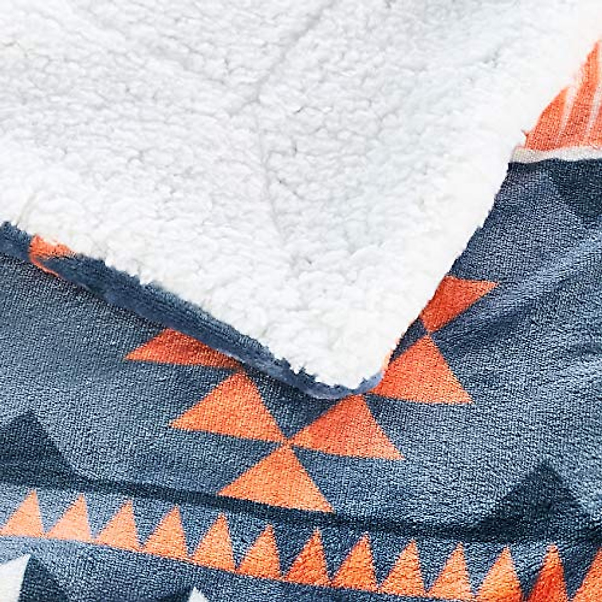 Amazon Basics Ultra-Soft Micromink Sherpa Blanket, Throw, Spa Blue Aztec Stripe