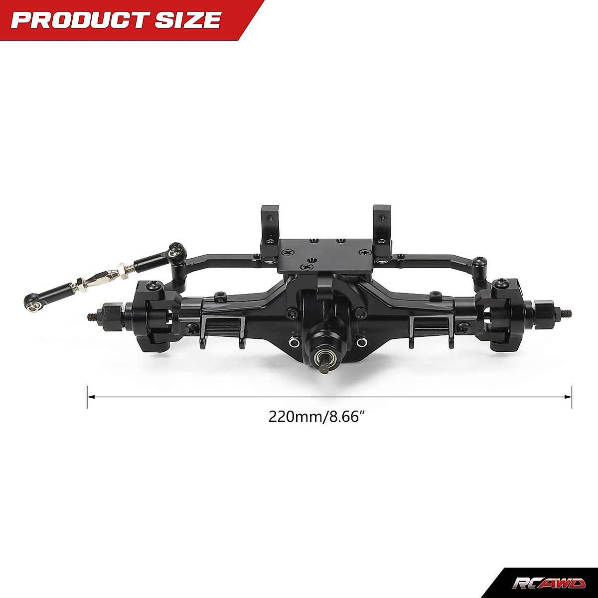 RCAWD RC Axles Assembly with Gears, Metal RC Front Axle Housing for 1/10 HSP Rock Crawler 94180 RGT 18000 Himoto REDCAT RC Crawler Axles Everest GEN7 PRO, Everest GEN7 Sport, Hop Up Parts Black