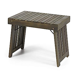 Christopher Knight Home Howard Outdoor Acacia Wood Folding Side Table, Gray Finish