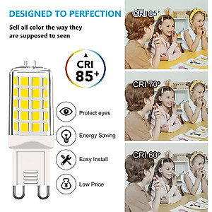 GOHDLAMP G9 LED Bulbs, 40 Watt Equivalent T4 Chandelier Light Bulb, 6000K Daylight White 450 Lumens, Bi-pin G9 Base Non-Dimmable, 4W LED Bulb 360 Degrees Beam Angle 5 Pack