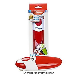 BangRui Smooth Soft Edge Electric Can Opener with One-Button Start and One-Button Manual Stop (Red)