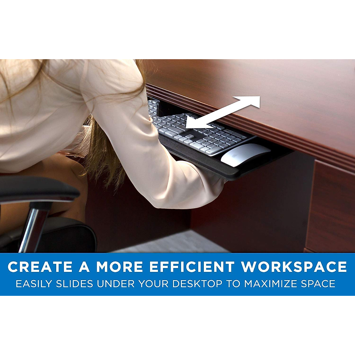 Mount-It! Under Desk Computer Keyboard and Mouse Tray, Ergonomic Keyboard Drawer with Gel Wrist Pad, Black