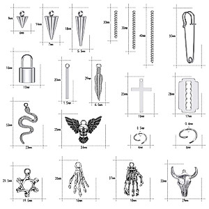 ZS 230 Pieces DIY Ear Tunnels Accessories Dangle Gauges Body Piercing Jewelry, Stainless Steel 4g - 7/8 inch Dangle Ear Gauges for Women/Men (Gauge=00g(10mm))
