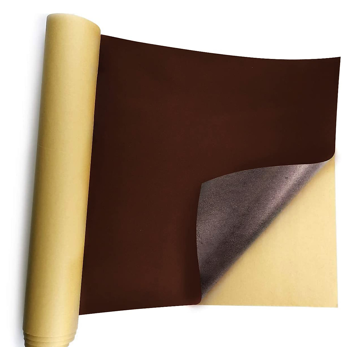 Self Adhesive Felt Fabric, Soft Velvet Drawer Liner, DIY Velvet Fabric for Art & Crafts, Jewelry Box Felt Liner, Solid Color Felt Wallpaper 17.78X78.8 Inch (Approx.45 x199 cm) (Brown)