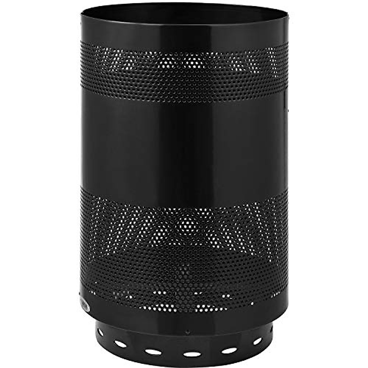Global Industrial 55 Gallon Perforated Steel Receptacle with Flat Lid, Black