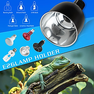 REPTI HOME Reptile Light Fixture, 5.5 inch Optical Reflection Deep Dome Heat Lamp Fixture, UVB Heat Basking Lamp Fixture for Amphibian Reptile Terrariums