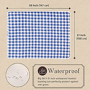 Flexzion Picnic Basket for 4 Person, Rectangular Wicker Picnic Basket Set, Insulated Picnic Case with Waterproof Lining and Blanket, Napkins, Cutlery Set, Wine Glasses, Bottle Opener and Plates