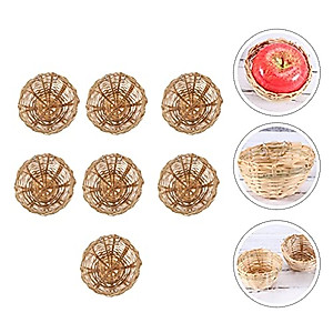 DOITOOL Outdoor Decor 7pcs Bamboo Weaving Breeding with Hooks Handmade Bamboo Pigeon Mat Breeding Egg Pad Breathable Nesting Mat Counntry Style Bird for Canary Swallow Finch Wicker Storage Basket