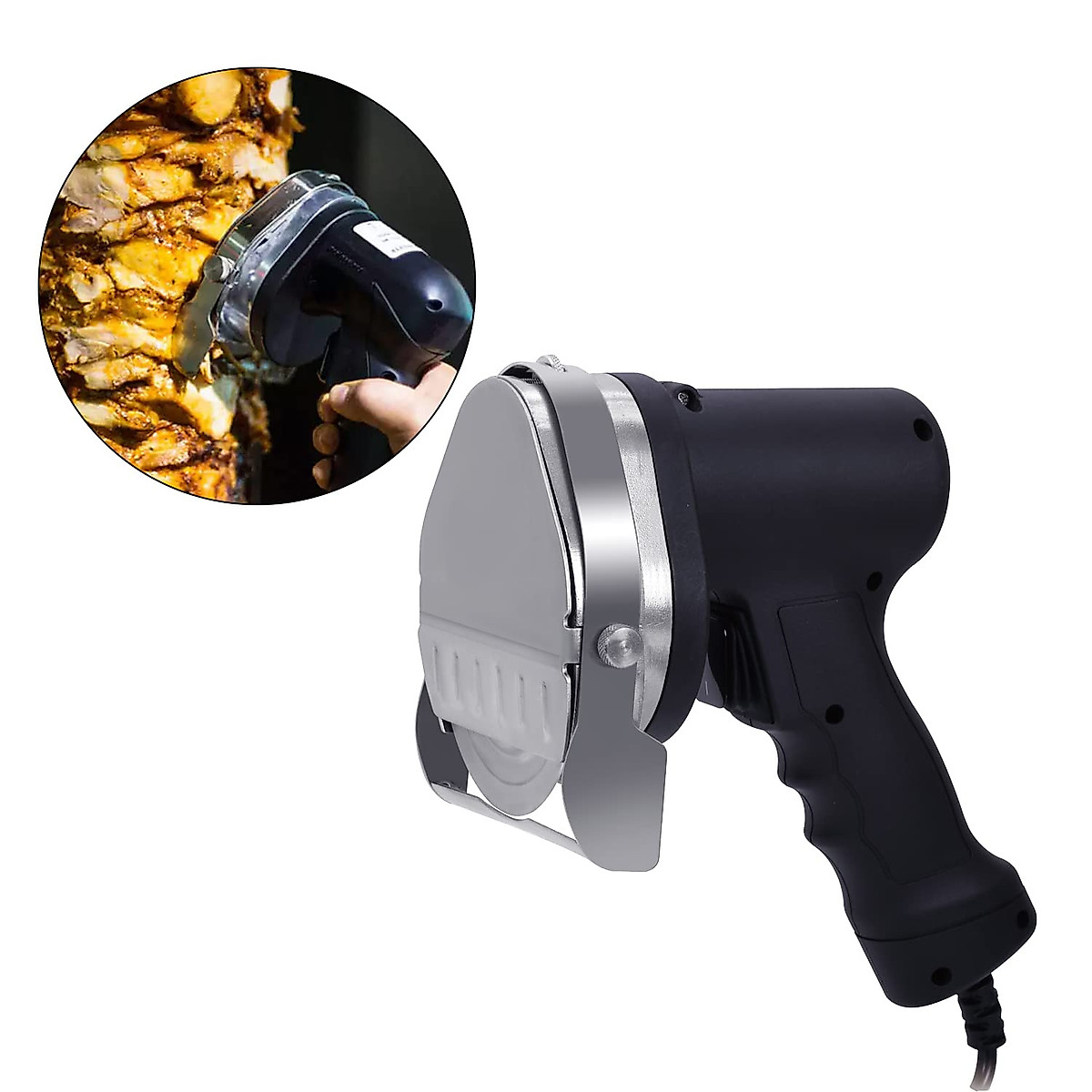 RISMANOR Electric Kebab Knife 80W Commercial Shawarma Turkish Knife Slicer Gyro Cutter 2800 RPM with 2 Blades Adjustable Thickness 0-8mm