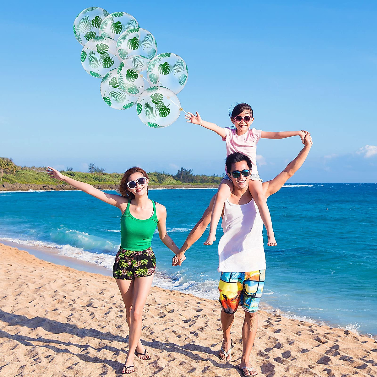 80 Pieces Palm Leaves Balloons Jungle Safari Theme Balloons Hawaiian Party Balloons 12 Inch Clear Latex Balloons for Birthday Jungle Tropical Party Baby Shower Decoration