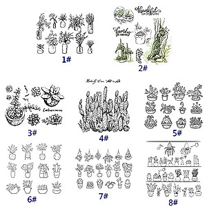 Silicone Seal Stamp Flower Pot Clear Stamps for DIY Scrapbooking Card Making Embossing Photo Album Paper Rubber Stamps-4