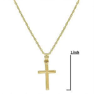 Amanda Rose Collection 10K Yellow Gold Petitie Cross Pendant Necklace on a 10K Yellow Gold 18 inch chain