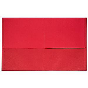 Blue Summit Supplies 25 Two Pocket Folders, Designed for Office and Classroom Use, Red 25 Pack Colored 2 Pocket Folders