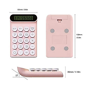 Mechanical Switch Calculator,Handheld for Daily and Basic Office,10 Digit Large LCD Display (Pink)