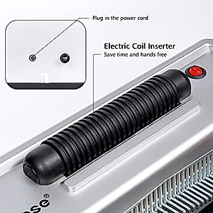 TIANSE Binding Machine, Spiral Coil Binder Machine Manual Punch Binder with Electric Coil Inserter, Comes with 100pcs 5/16" Plastic Coil Binding Spines & Plier for Letter Size, A4, A5 or Smaller Sizes