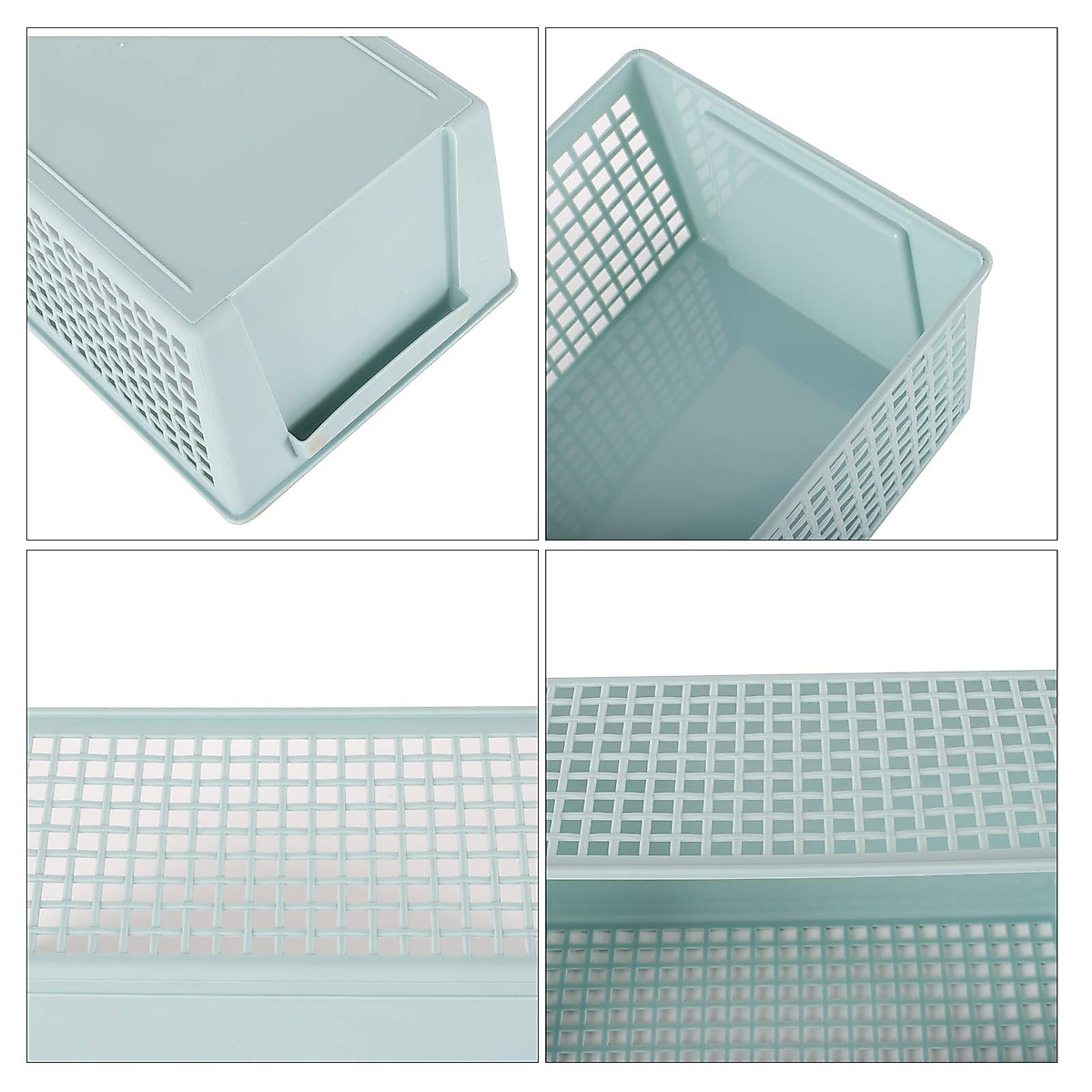 EYSOLD Plastic Storage Baskets, Portable PP Storage Boxes with Handles, Desktop Storage Box (6-Pack, Blue)