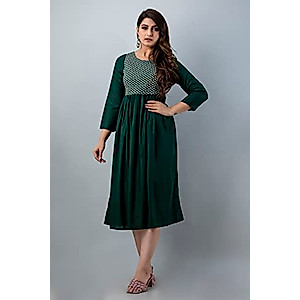 JG Flared Gown for women Indian Tunic Long Dresses Anarkali gown kurtas for women party wear(XXL,Green)