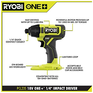 ONE+ 18V Cordless 4-Tool Combo Kit with 1.5 Ah Battery, 4.0 Ah Battery, and Charger