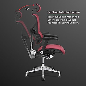 X-Chair X2 Management Task Chair, Red K-Sport Mesh Fabric with Headrest - Ergonomic Office Seat/Dynamic Variable Lumbar Support/Floating Recline/Highly Adjustable/Perfect for Long Work Days