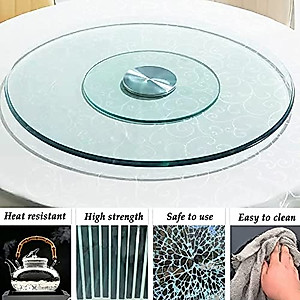 Lazy Susan,Tempered Glass Rotating Tray Tempered Glass Round Turntable Rotating Serving Tray for Dining Table Rotating Tray Glass Serving Plate