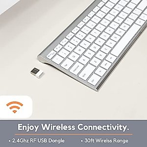 X9 Performance Slim Full Size Wireless Keyboard for Laptop and Desktop PC | Elegant Low Profile 2.4G Computer Keyboard Wireless - Rechargeable Flat Keyboard with Number Pad, 110 Silent Keys - Aluminum