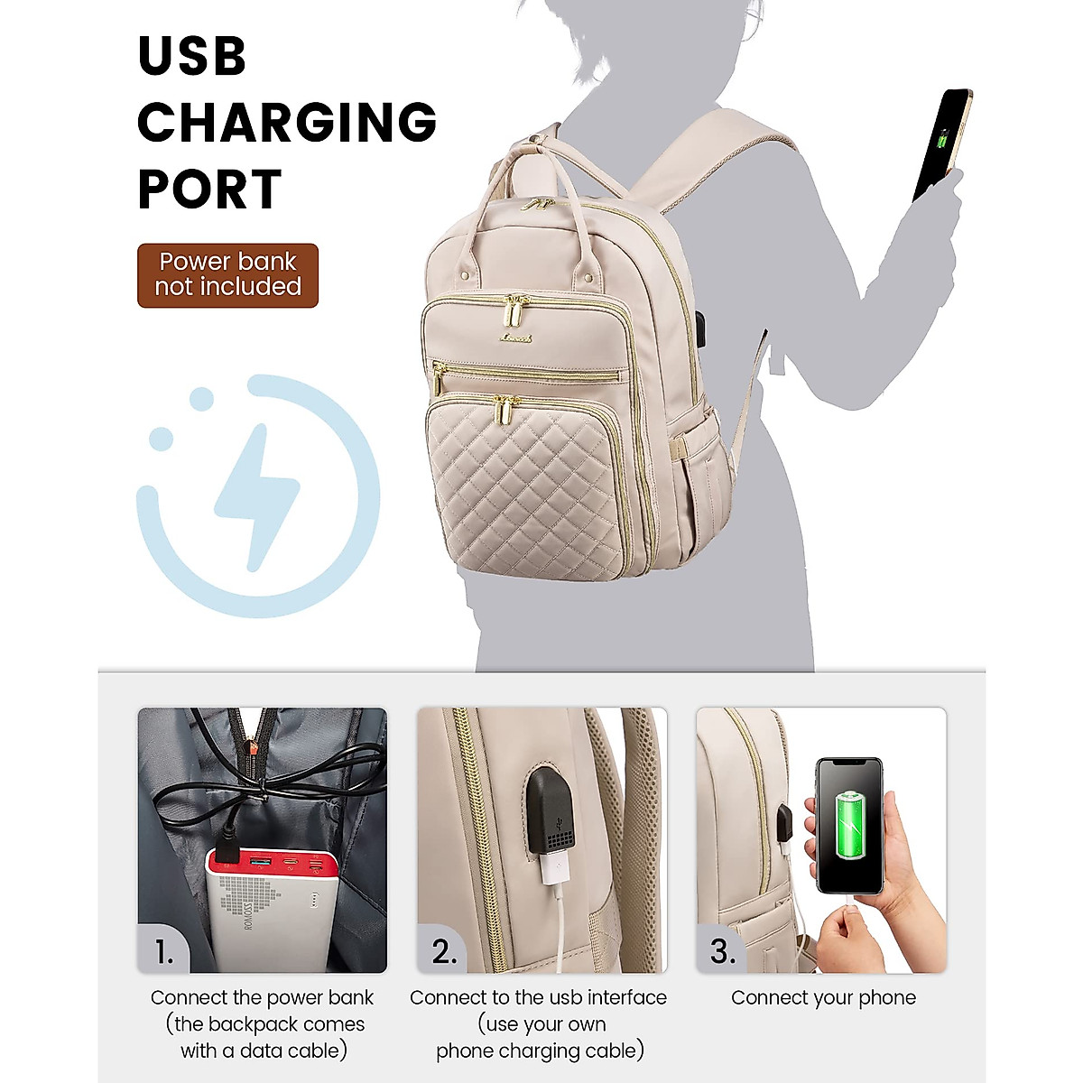 LOVEVOOK Laptop Backpack for Women, Work Travel Backpack Purse for Women Water Resistant, School Bookbag for Women, Nurse Bag Teacher Computer Backpack with USB Charging Port, Fits 15.6'' Laptop Wine