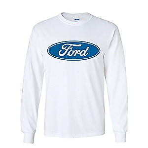 Licensed Ford Logo Long Sleeve Novelty T-Shirt FoMoCo Truck Mustang Performance White X-Large