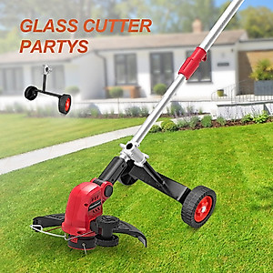 KALAWW Adjustable String Trimmer Support Wheel Attachment 28mm(1.1 inch) and 26mm(1inch) for Weed String Trimmer Grass Cutter Parts Gas String Trimmer Petrol/Electric Brushcutter Strimmer