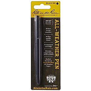 Rite in the Rain Weatherproof Black Metal Clicker Pen - Black Ink (No. 97)